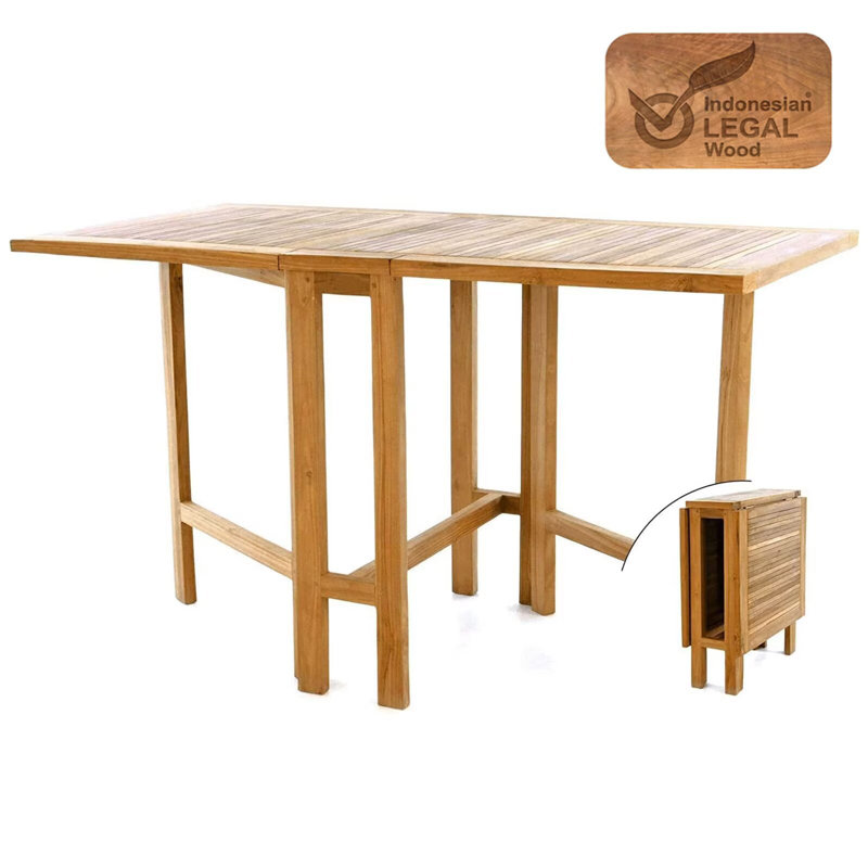 RUN.SE Teak Outdoor Folding Rectangular Dining Table & Reviews | Wayfair